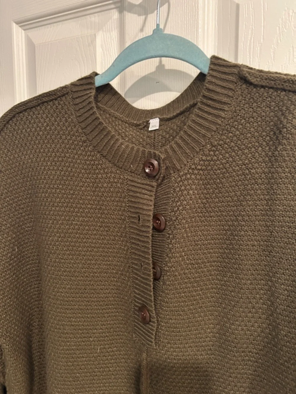 Sweaters | Olive Green Button Henley Knit Sweater | Poshmark